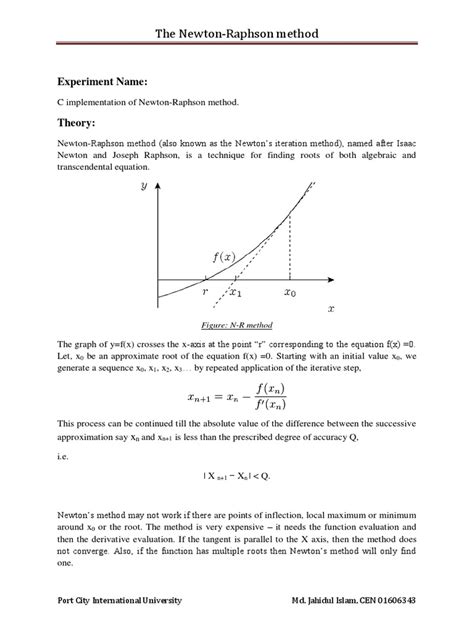 The Newton Raphson Method Experiment Name Pdf