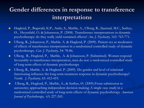 Ppt Gender Differences In Response To Transference Interpretations Powerpoint Presentation