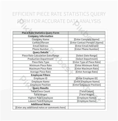 Efficient Piece Rate Statistics Query Form For Accurate Data Analysis