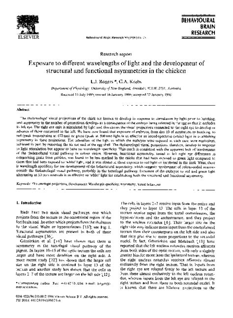 Pdf Exposure To Different Wavelengths Of Light And The Development Of