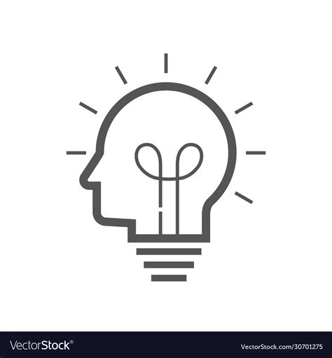 Brain Idea Icon And Imagination Simple Liner Vector Image