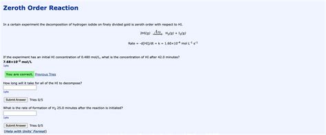 Solved Zeroth Order Reaction In A Certain Experiment The
