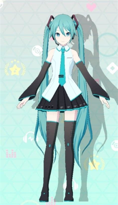 Hatsune Miku In Her Default Outfit In Colourfulstage Miku Hatsune Chibi Hatsune Miku Outfits