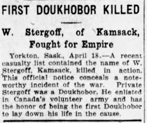 Doukhobors In The Wwi Canadian Expeditionary Forces 1914 1918