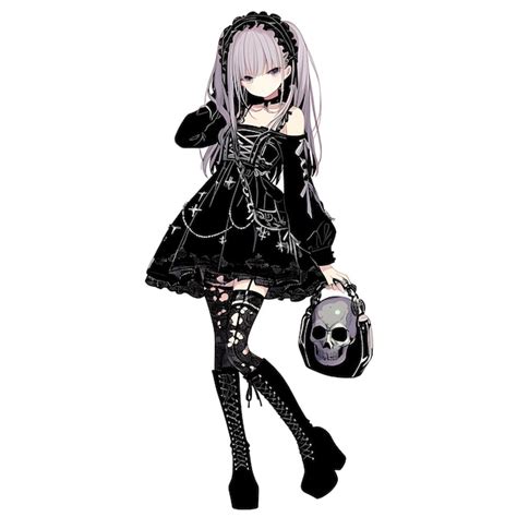 Gothic 14 Year Old Girl In A Velvet Dress Lace Up Boots And Creative