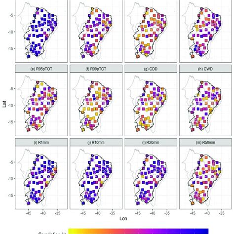 Spearman Correlation Coefficient R Between Climate Indices Derived