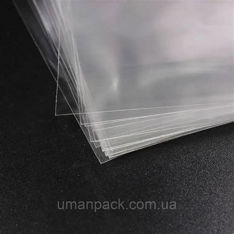 Пакети бопп з клейовими клапанами без друку 42х18см 25мкм 100шт уп у закритому вигляді 37