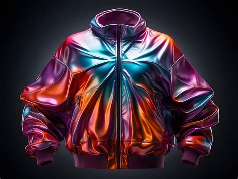 Premium Photo Colorful Holographic Chrome Jacket Iridescent Metallic