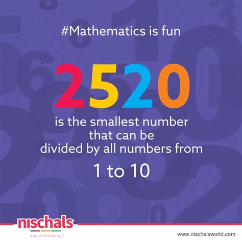 Mathematics Is Fun 2520 Is The Smallest Number Divisible By 1 10