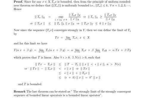Functional Analysis The Limit Of A Strongly Convergent Sequence Of