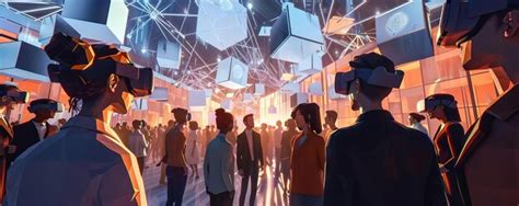 A Virtual Reality Vr Networking Event Where Avatars Of Professionals