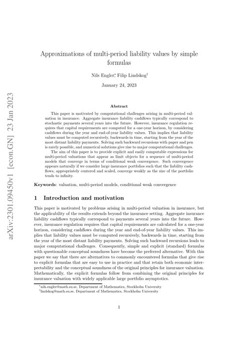 Pdf Approximations Of Multi Period Liability Values By Simple Formulas