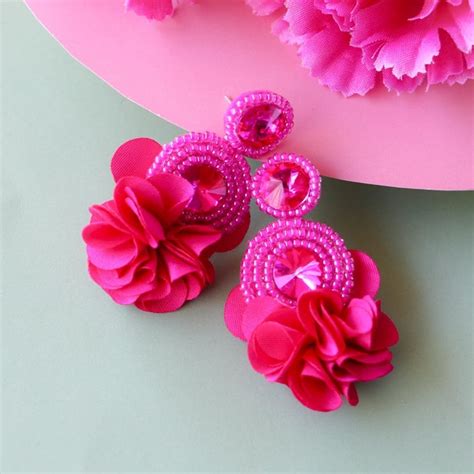 Pink Tassel Earrings Etsy