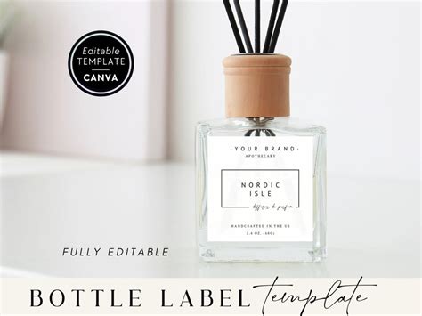 Reed Diffuser Label Template Editable Product Label Template DIY Diffuser Oil Or Room Spray