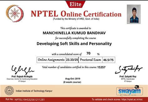 manchinella kumud bandhav on linkedin nptel developing soft skills and