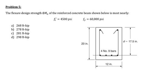 solved problem 5 the flexure design strength omn ﻿of the