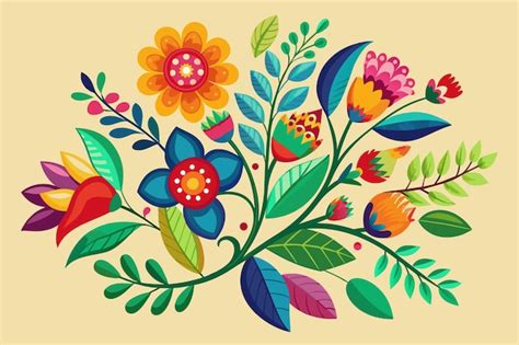 Flower Graphic Design Vector Set Of Floral Elements With Hand Drawn