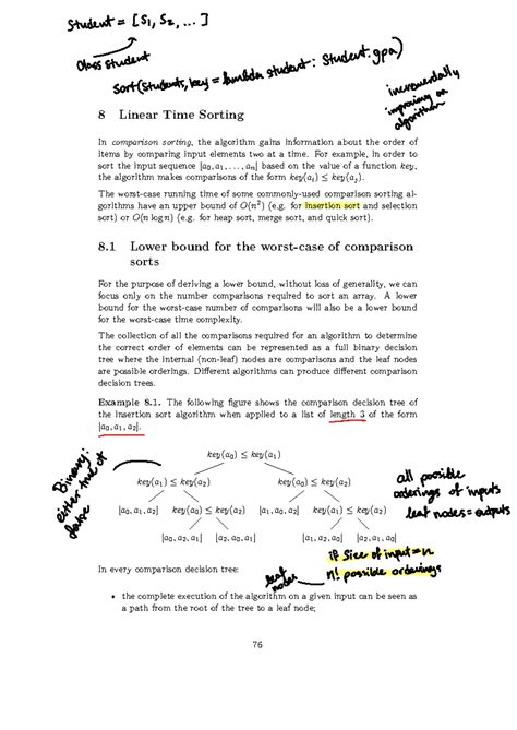 Linear Time Sorting 8 Linear Time Sorting In Comparison Sorting The