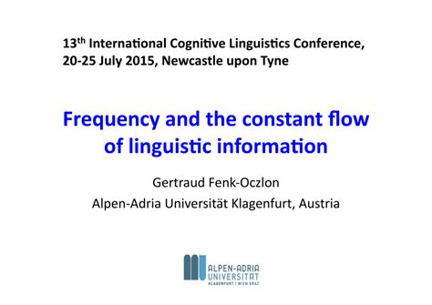Pdf Frequency And The Constant Flow Of Linguistic Information