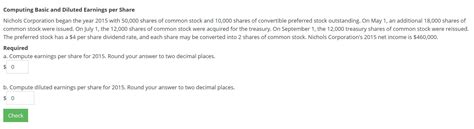 Solved Computing Basic And Diluted Earnings Per Share