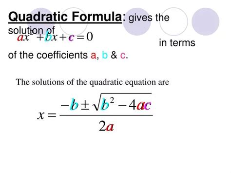 PPT The Solutions Of The Quadratic Equation Are PowerPoint Presentation ID 1847538