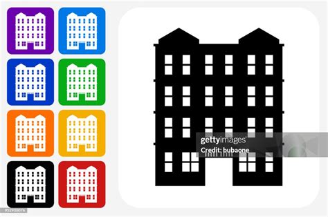 Building Icon Square Button Set High Res Vector Graphic Getty Images