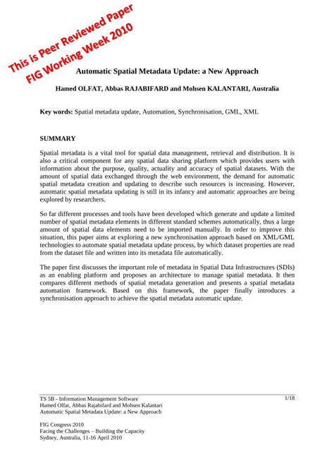 pdf automatic spatial metadata update a new approach · ts 5b