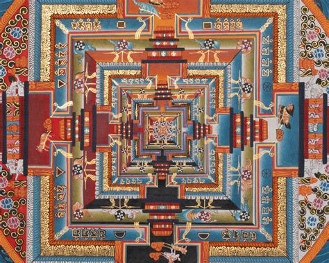 Kalachakra Mandala Thangka 24k Gold Tibetan Buddhist Art Wall