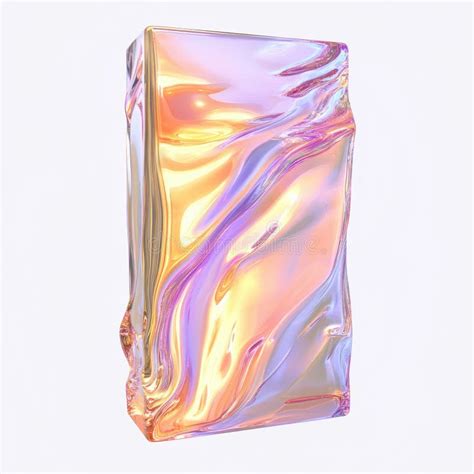 Abstract Rectangular Prism With Holographic Surface Reflecting Vibrant Iridescent Colors Stock