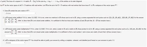 solved the trace of a square n times n matrix a a is