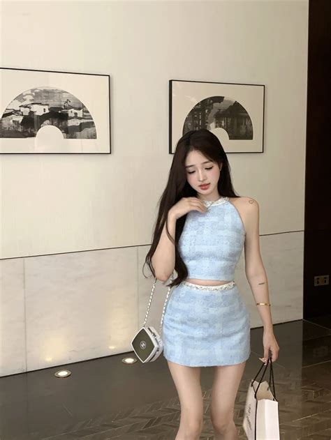 블루 섹시한 블루 투피스 위시버킷