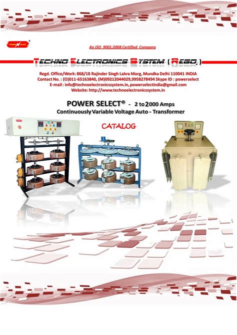 Variable Voltage Auto Transformer Variac Dimmer Techno Electronics System At ₹ 10000 Piece