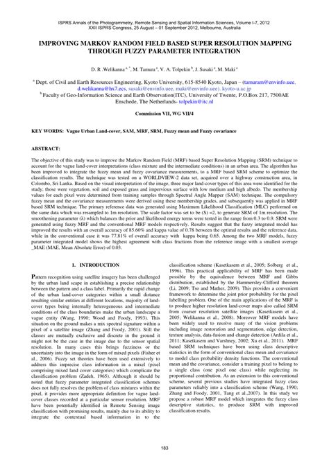pdf improving markov random field based super resolution mapping