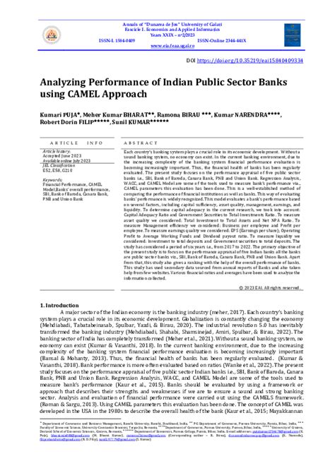 pdf analyzing performance of indian public sector banks using camel