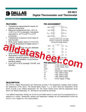DS1621 Datasheet PDF Dallas Semiconductor
