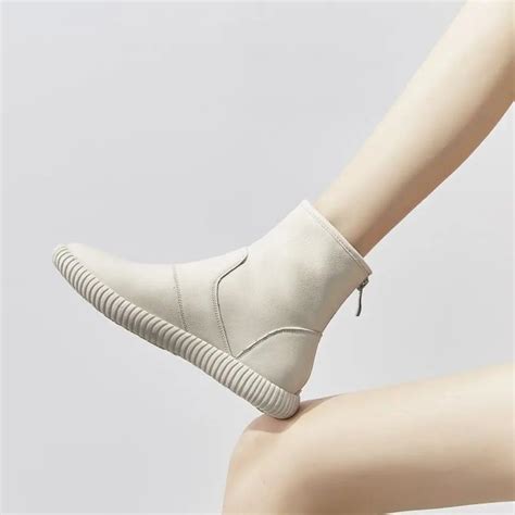 Womens White Ankle Boots With Zipper Closure On Luulla