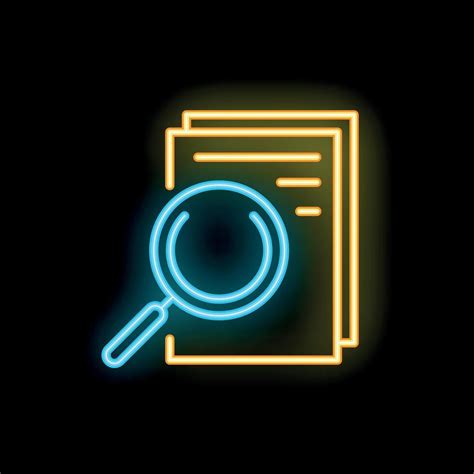 Neon Icon Of Magnifying Glass Examining Documents For Research 52807228 Vector Art At Vecteezy