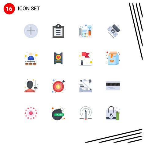 Pack Of 16 Creative Flat Colors Of Hierarchical Structure Telecommunication Idea Satellite
