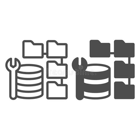 Wrench And Database Storage With Folders Line And Solid Icon Neural