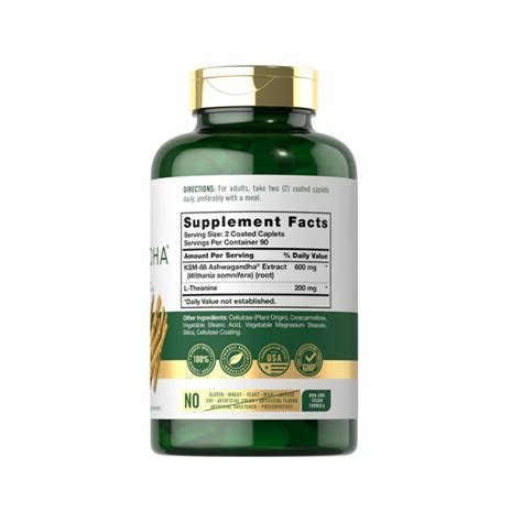 Carlyle Ksm 66 Ashwagandha With L Theanine 600 Mg180 Caplets Nature