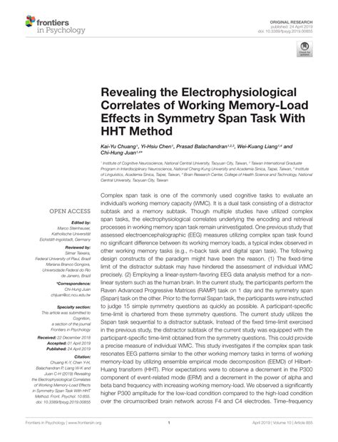 Pdf Revealing The Electrophysiological Correlates Of Working Memory