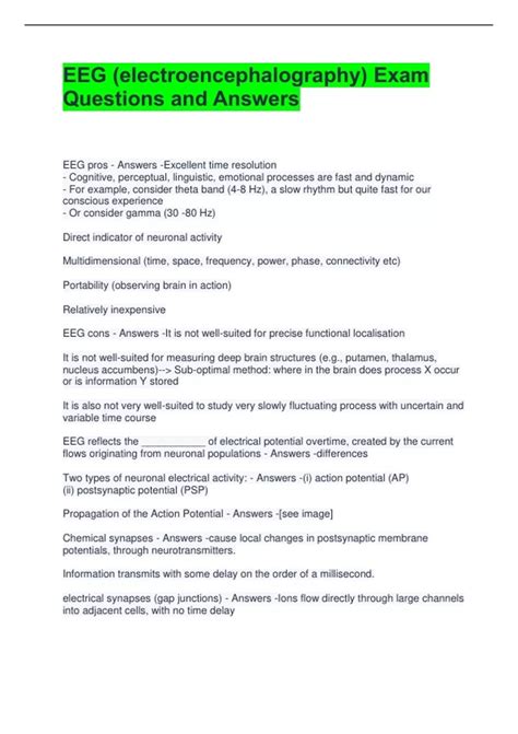 Eeg Electroencephalography Exam Questions And Answers Eeg Stuvia Us