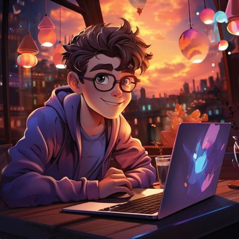 Premium AI Image Nerd Babe Character Doing Homework