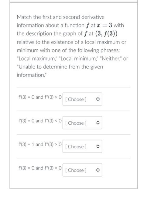 Solved Match The First And Second Derivative Information