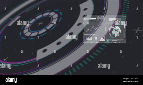 image of multiple interface screens processing data over circular