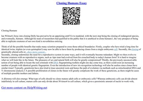 Essay About Human Cloning Pdf Biological Sciences Science