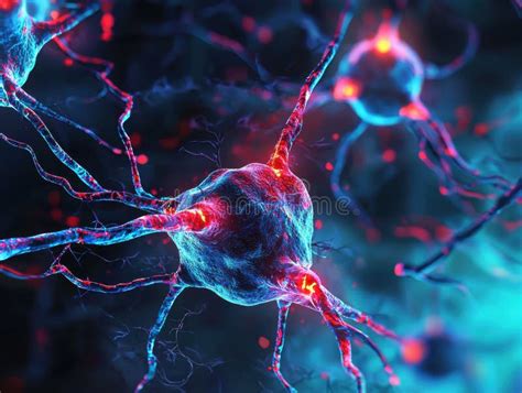 Red And Blue Neurons Illustrating Nerve Connections In A Neural Network