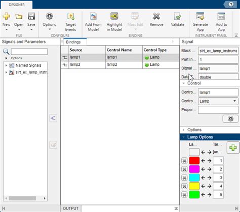 Control Color Of Lamp On Instrument Panel By Using App Generator MATLAB Simulink