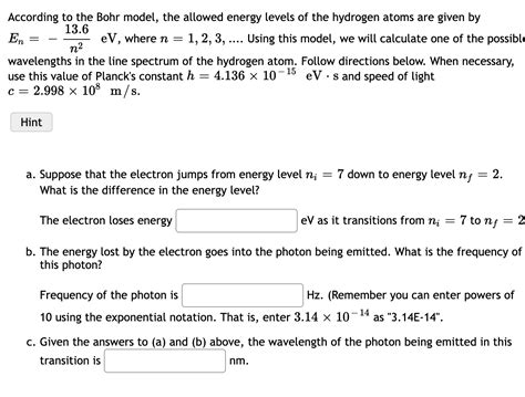 [solved] According To The Bohr Model The Allowed Energy