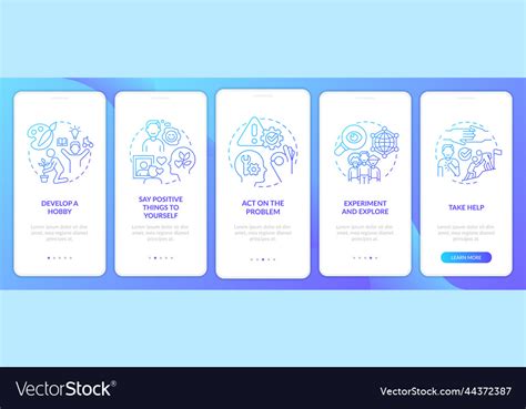 Self Esteem Improvement Blue Gradient Onboarding Vector Image